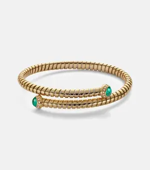 Marina B 18kt Yellow Bangle With Emeralds And Diamonds - Gold