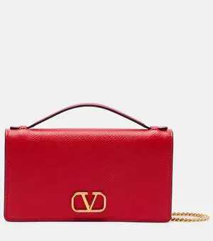Valentino Garavani Vlogo Mini Leather Wallet On Chain - Red