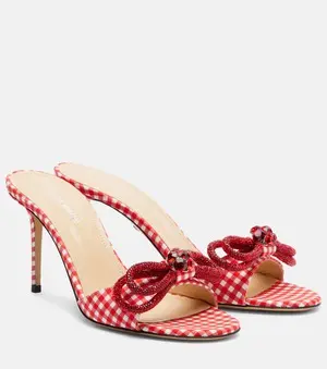 Mach & Mach Double Bow 85 Gingham Mules - Red