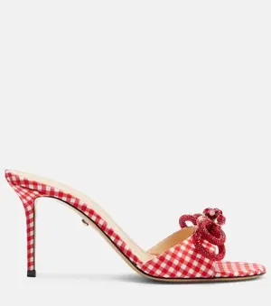 Mach & Mach Double Bow 85 Gingham Mules - Red