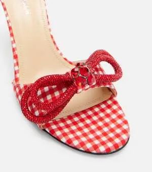 Mach & Mach Double Bow 85 Gingham Mules - Red