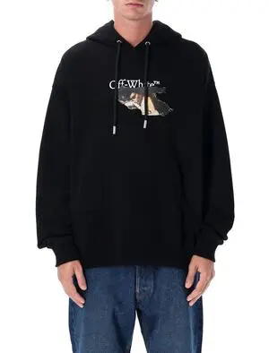 Off-White Cotton Skate Hoodie With Paint Arrow Motif - Black