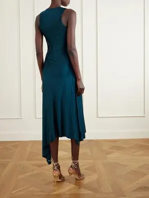 Victoria Beckham Asymmetric Gathered Midi Dress - Blue