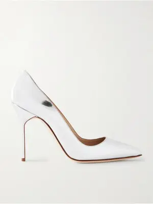 Manolo Blahnik Bb 105 Metallic Leather Pumps