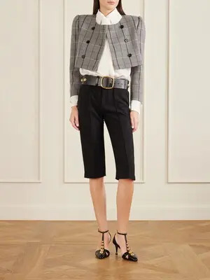 Chloé Buckle-embellished Wool-crepe Capri Pants