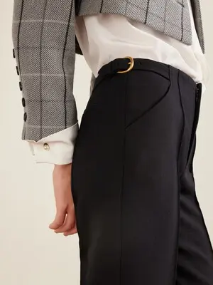Chloé Buckle-embellished Wool-crepe Capri Pants