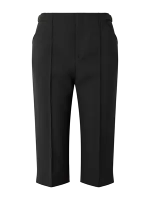 Chloé Buckle-embellished Wool-crepe Capri Pants - Black