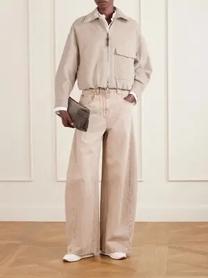 Brunello Cucinelli Embellished Padded Cotton-blend Corduroy Bomber Jacket - Beige