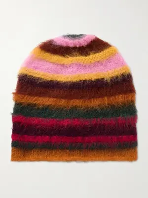 THE ELDER STATESMAN Thistle Striped Alpaca-blend Beanie - Multi