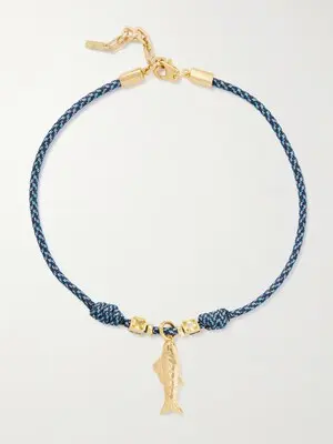 MARTHA CALVO Largo Gold-plated And Cord Necklace - Blue