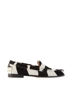 TOD'S Studded Zebra-print Loafers - Animal Print