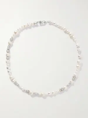 MARTHA CALVO Rhodes Rhodium-plated, Pearl And Crystal Necklace - White