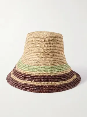 Zimmermann Striped Raffia Bucket Hat - Neutrals