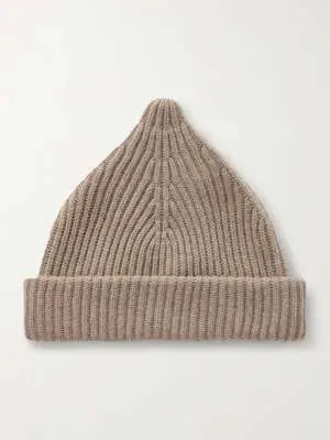 Loro Piana Juniper Ribbed Cashmere Beanie Beige