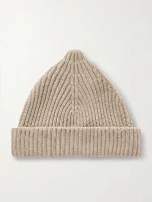 Loro Piana Juniper Ribbed Cashmere Beanie - Neutrals