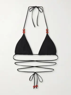Magda Butrym Beaded Bikini Top - Black