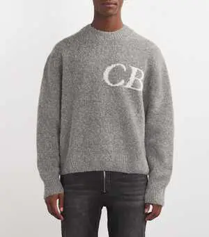 COLE BUXTON Wool-blend Logo Sweater - Grey