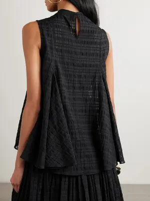 ABADIA Checked Gauze Top