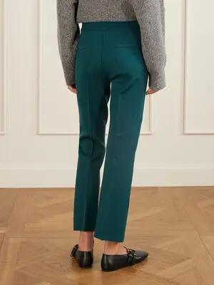 HIGH SPORT Kick Cropped Wool-blend Flared Pants - Blue