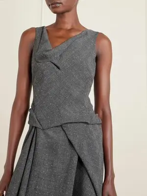 Alexander McQueen Asymmetric Prince Of Wales Checked Wool Midi Dress