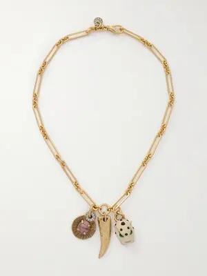 Maison Mayle Soli Gato Gold-plated, Crystal And Rhodonite Necklace - Multi