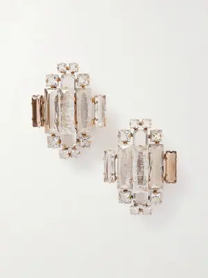 Saint Laurent Medallion Crystal Clip-on Earrings - Gold