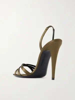Saint Laurent Kate Satin Slingback Sandals - Gray