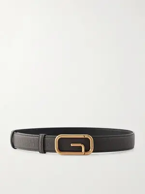 Gucci Reversible Textured-leather Belt - Black