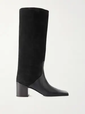 Alaïa Textured-leather And Suede Knee High Boots - Black
