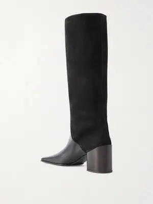 Alaïa Textured-leather And Suede Knee High Boots - Black