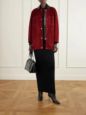 Nour Hammour Barn Leather-trimmed Suede Jacket - Red