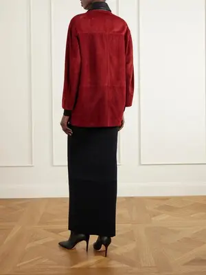 Nour Hammour Barn Leather-trimmed Suede Jacket - Red