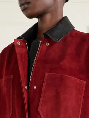 Nour Hammour Barn Leather-trimmed Suede Jacket - Red
