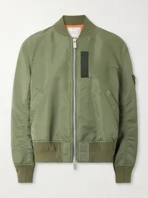 Sacai Pleated Padded Shell Bomber Jacket - Green
