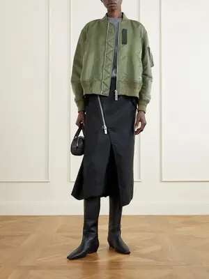 Sacai Pleated Padded Shell Bomber Jacket - Green