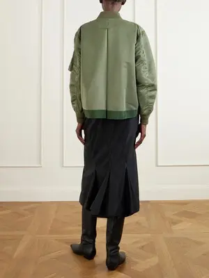 Sacai Pleated Padded Shell Bomber Jacket - Green