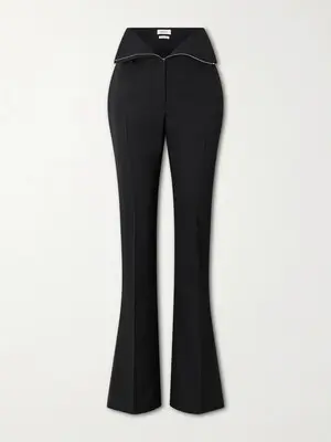 Alexander McQueen Pleated Zip-detailed Flared Pants