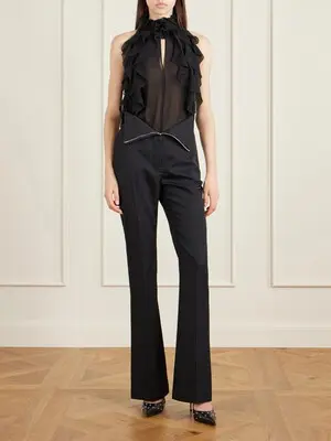 Alexander McQueen Pleated Zip-detailed Flared Pants