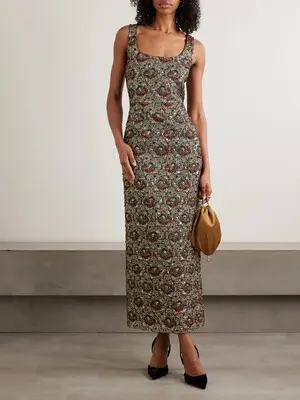 Simkhai Ravenna Metallic Jacquard Midi Dress - Multi