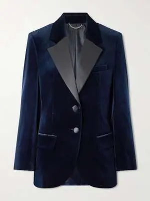 Victoria Beckham Satin-trimmed Velvet Blazer