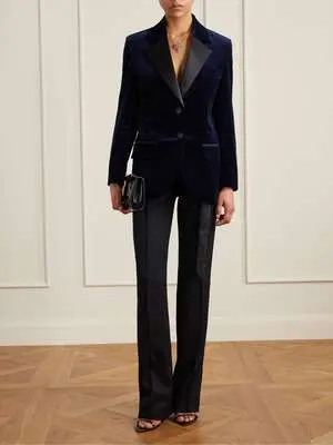 Victoria Beckham Satin-trimmed Velvet Blazer