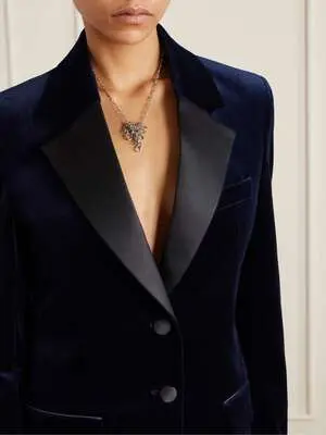 Victoria Beckham Satin-trimmed Velvet Blazer