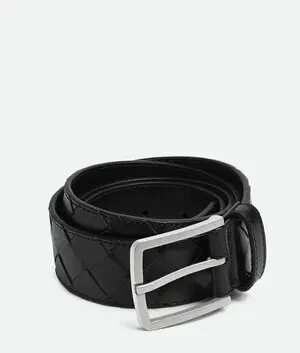 BOTTEGA  VENETA Intrecciato Woven Belt - Black