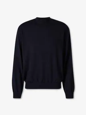 Balenciaga Crew Neck Wool Knit Sweater - Midnight Blue