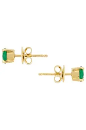 AZLEE Oval Emerald Stud Earrings