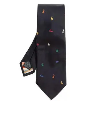 Paul Smith Rabbit Motif Standard Neck Tie - Blue