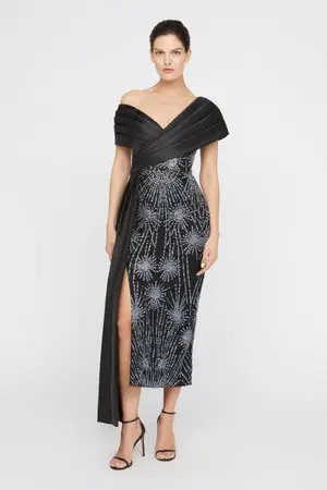 Theia Kelly Beaded Column Dress