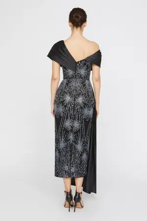Theia Kelly Beaded Column Dress