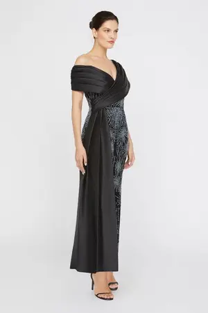 Theia Kelly Beaded Column Dress