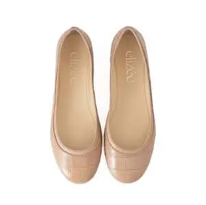 ELIZEE Gemma Croc-embossed Leather Flat